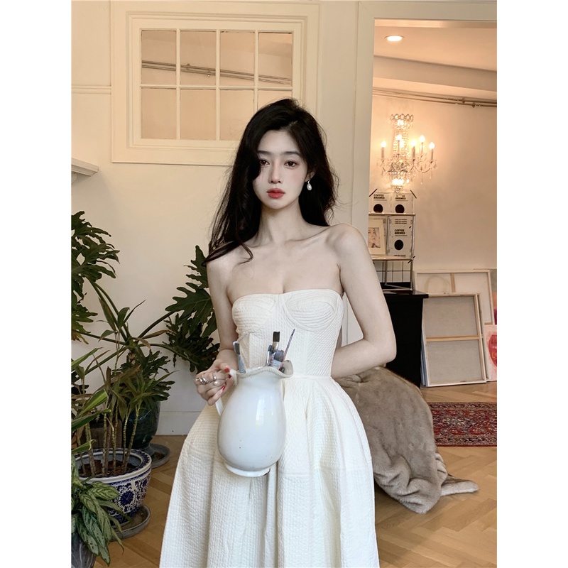 Jane Simple Formal lady white dress Europeanized design goods (pure ...