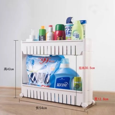 2-tier / 3-tier/ 4-tier slim trolley rack kitchen bathroom storage ...