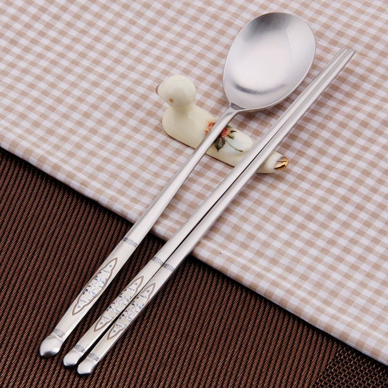 [SG STOCK] 304 Stainless Steel Korean Spoon and Chopsticks [Royal Peony ...