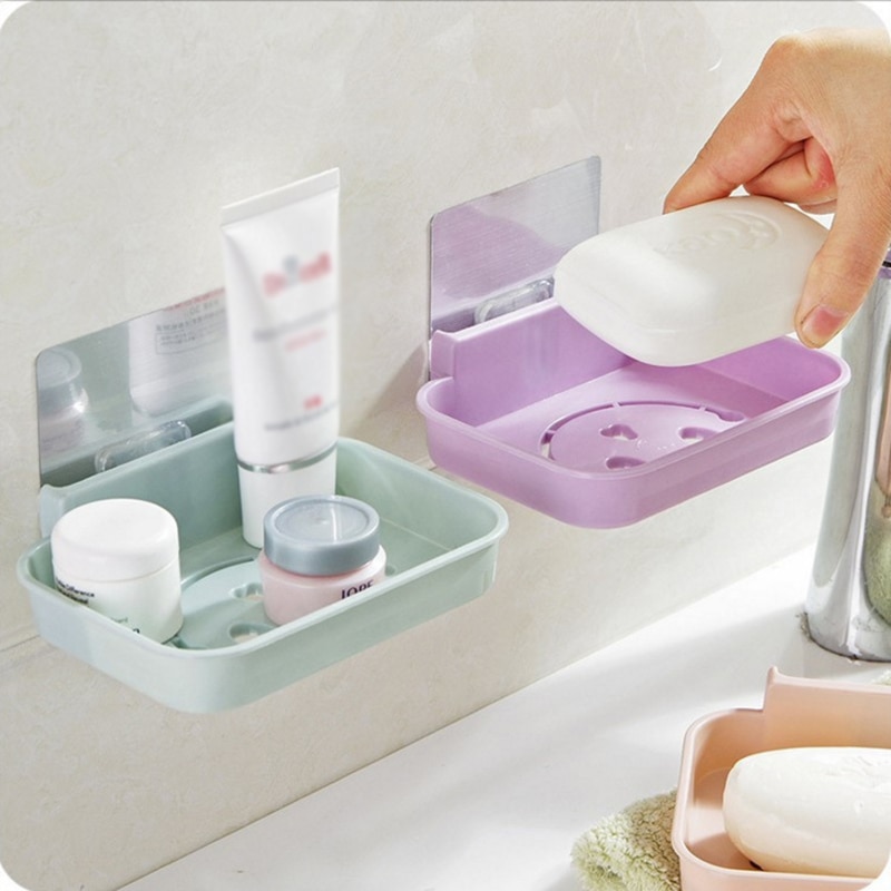 Wall-Mounted Soap Box Hollow Smile Face Drainage Soap Dish Tray ...