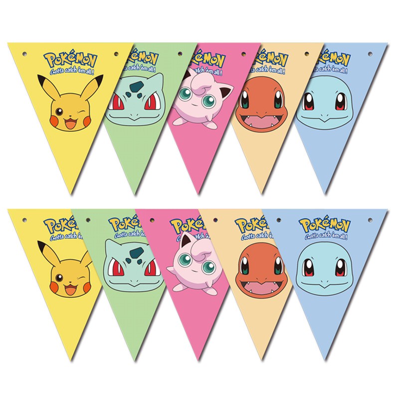 Pokemon Go Pikachu Theme Party Banner Bunting Flags For Kids Party ...