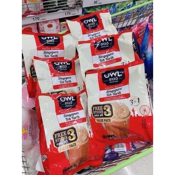 Owl Singapore Milk Tea Imported From Thailand 1 Bag Of 15 Packs (375gr ...