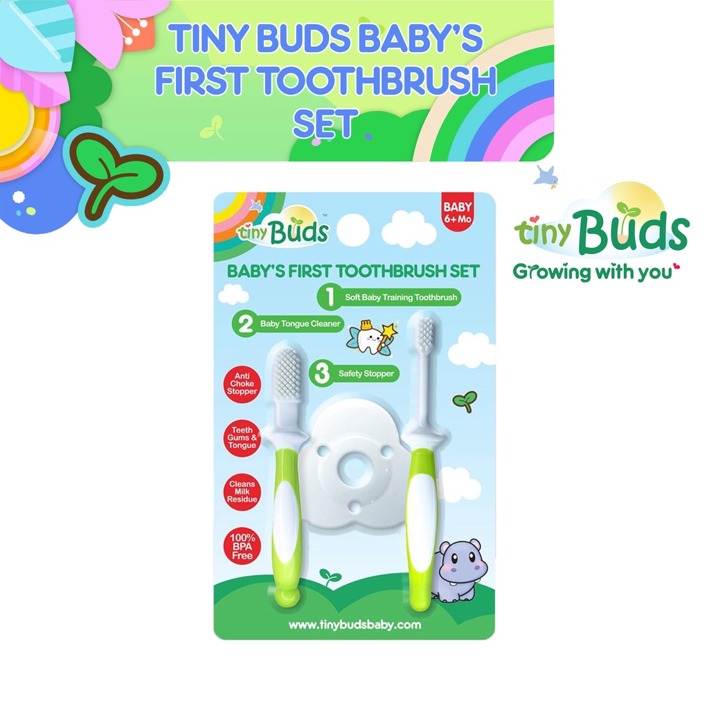 Tiny Buds Baby's First Toothbrush & Tongue Cleaner Set | Shopee Singapore