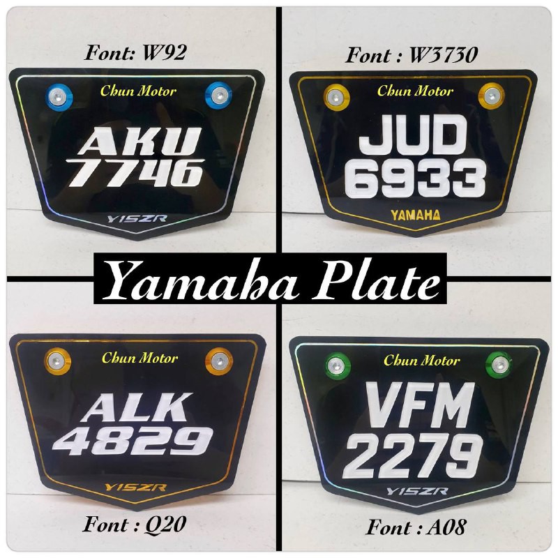 Yamaha Number Plate Motorcycle with Alan Key Nut (Special Crystal Font ...