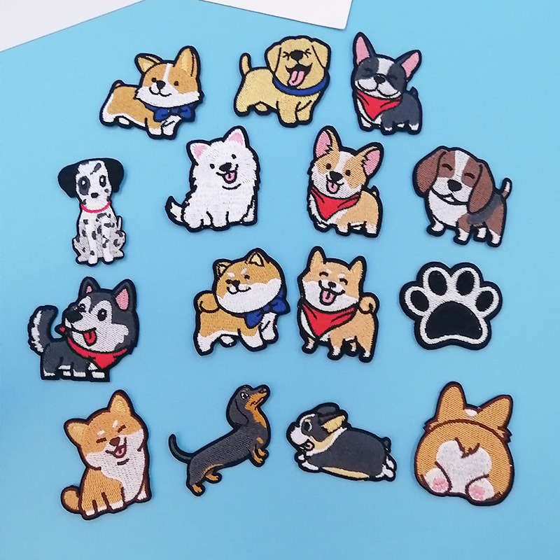 Cartoon dog embroidered cloth paste cute pet animal embroidery patch ...