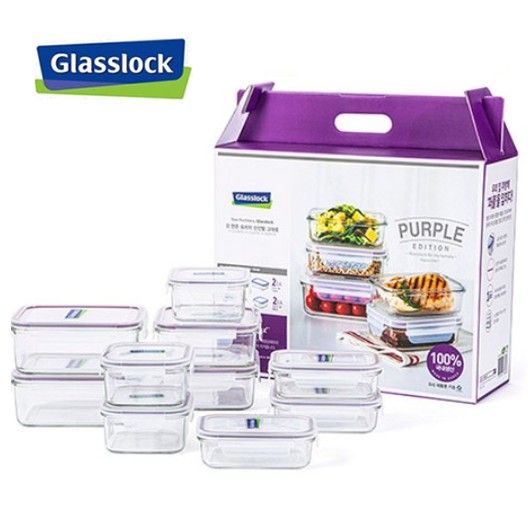 [Glasslock] Purple Edition Glass Airtight Container 10p Set / Food ...