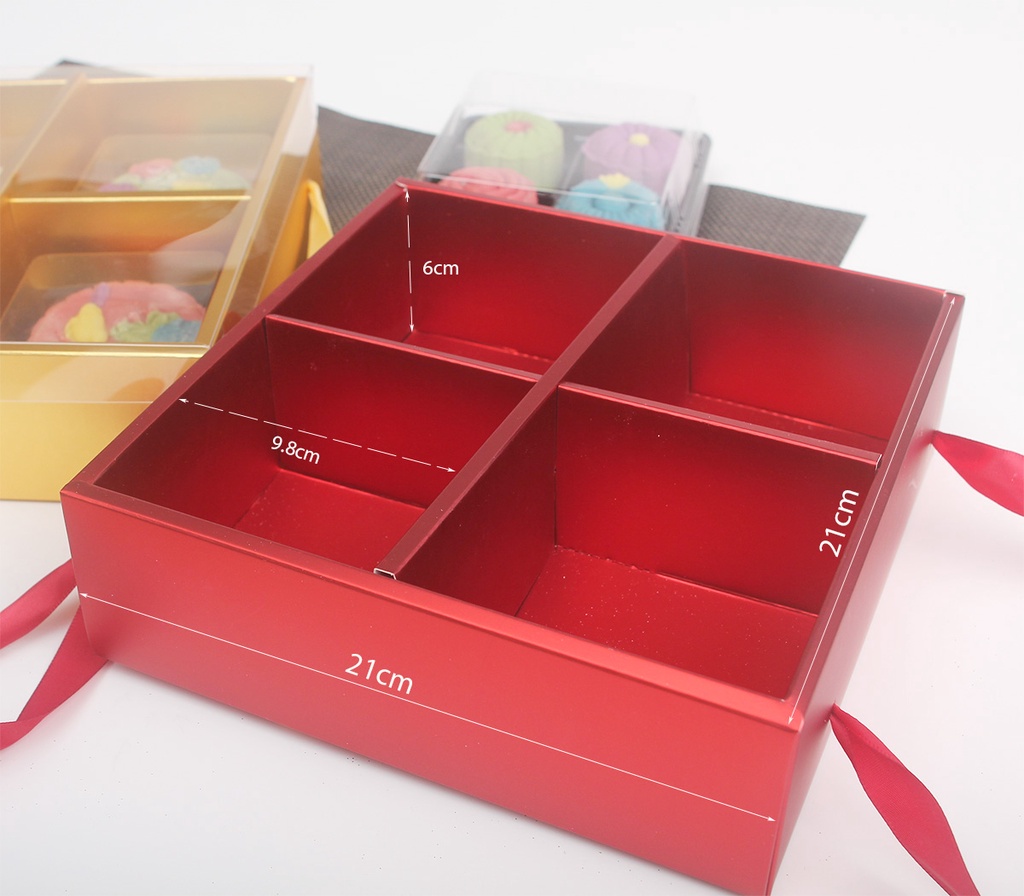🇸🇬 125g gift box mooncake box red gold 4 cavity packaging box | Shopee ...