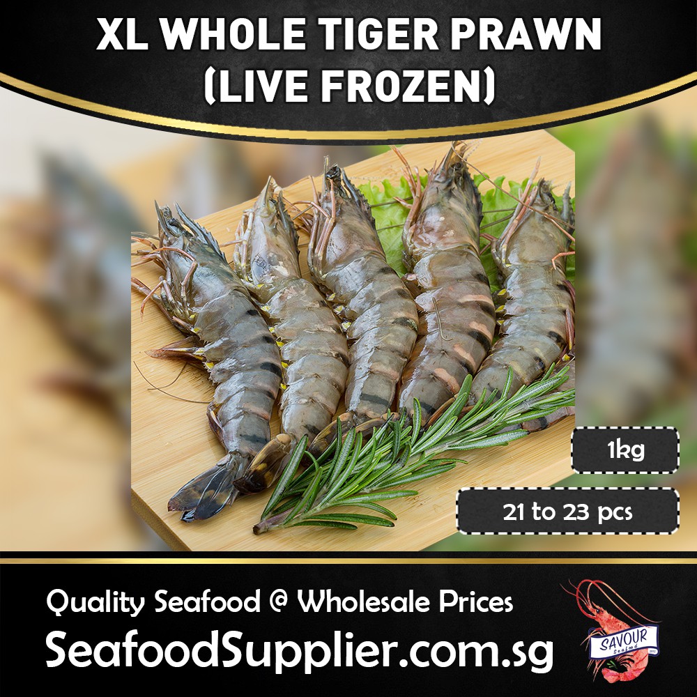 Live Frozen XL Tiger Prawn Whole (1kg) (21 - 25 pcs) (Savour Gourmet ...