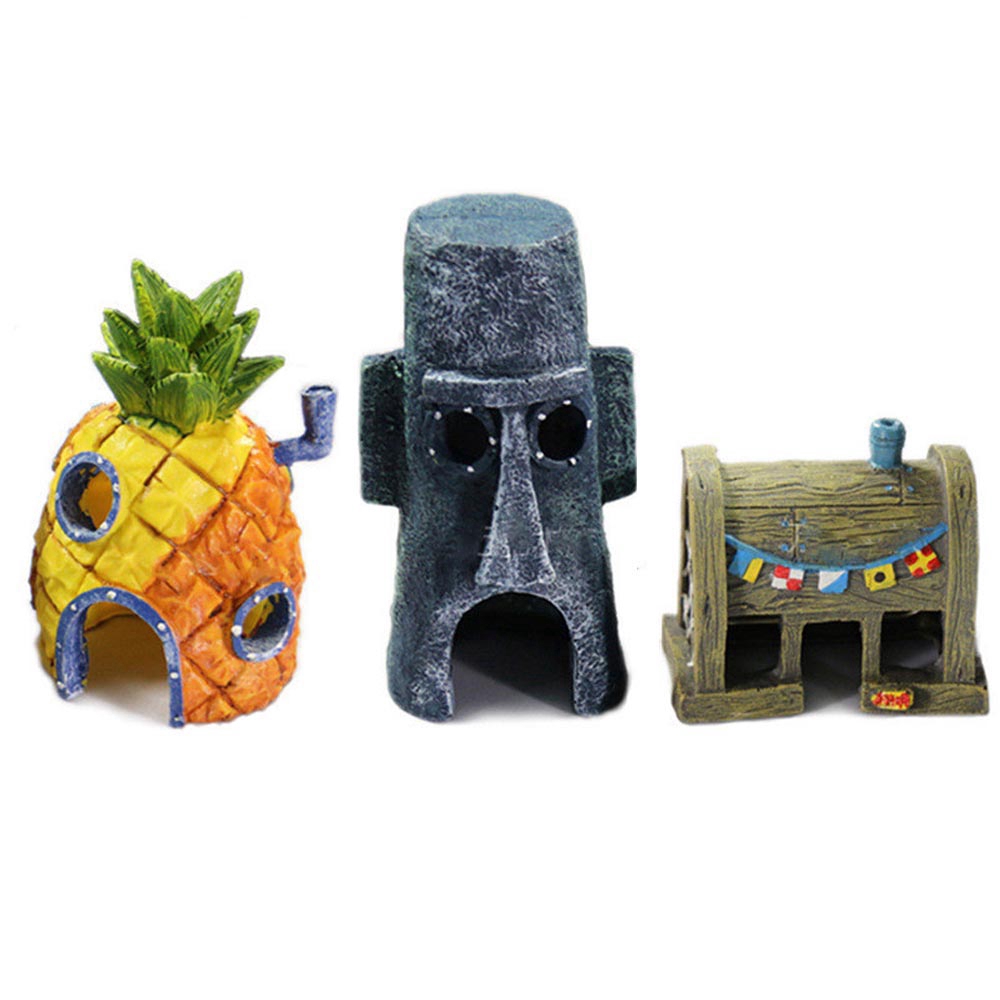 Resin Aquarium Decoration For SpongeBob Pineapple Squidward House ...