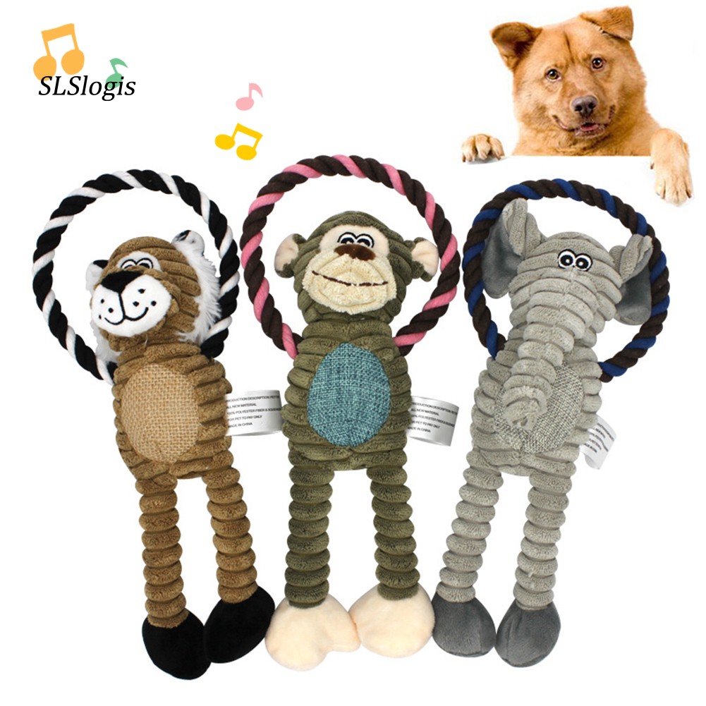 SLS Pet Dog Puppy Cute Lion Monkey Elephant Plush Doll Interactive ...