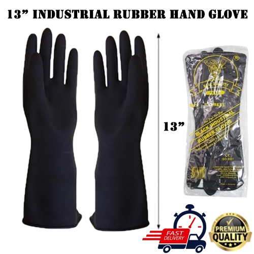 13" ELEPHANT BLACK INDUSTRIAL RUBBER HAND GLOVE Getah Sarung Tangan ...