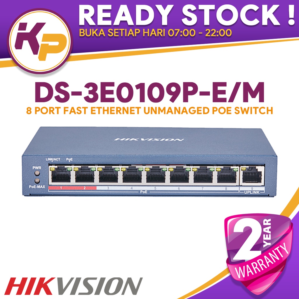 Hikvision DS-3E0109P-E/M 8 PORT UNMANAGED POE SWITCH With Official ...
