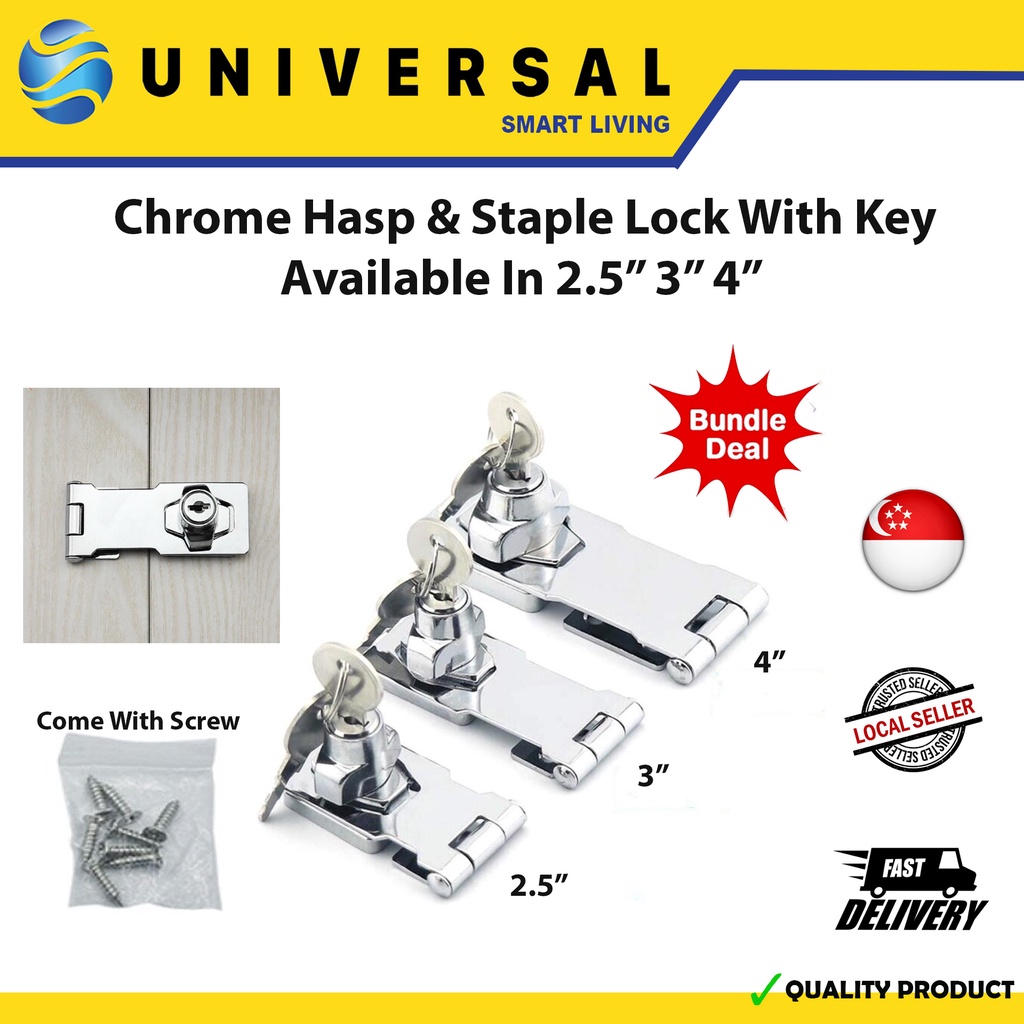 [SG SHOP SELLER] Chrome Hasp & Staple Door Lock Latch Cabinet Locks ...