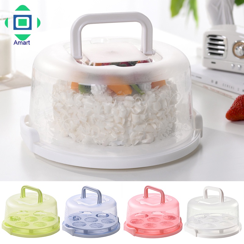 Portable Cake Storage Box Round Birthday Cake Box Kitchen Wedding ...