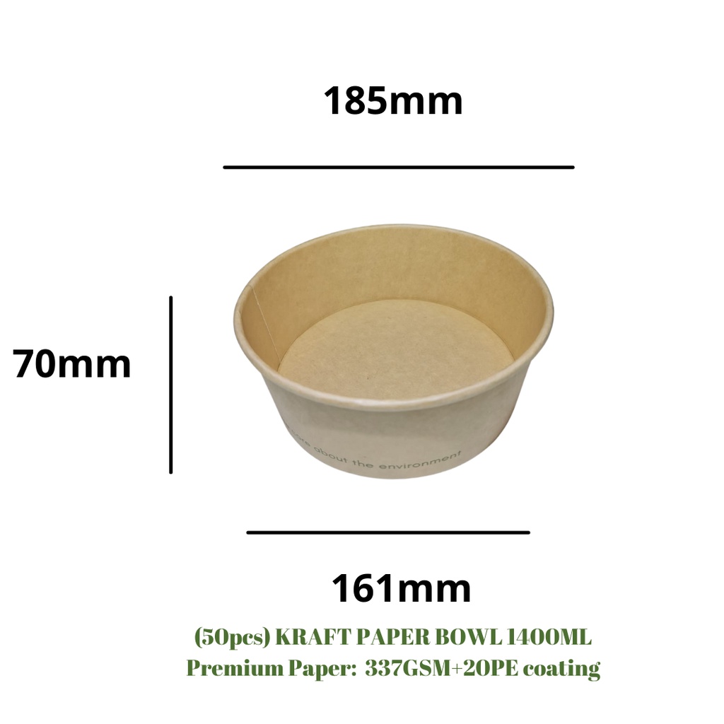 White Kraft Paper Bowls 1250ml with Inner Tray, Inner Divider / Kraft ...