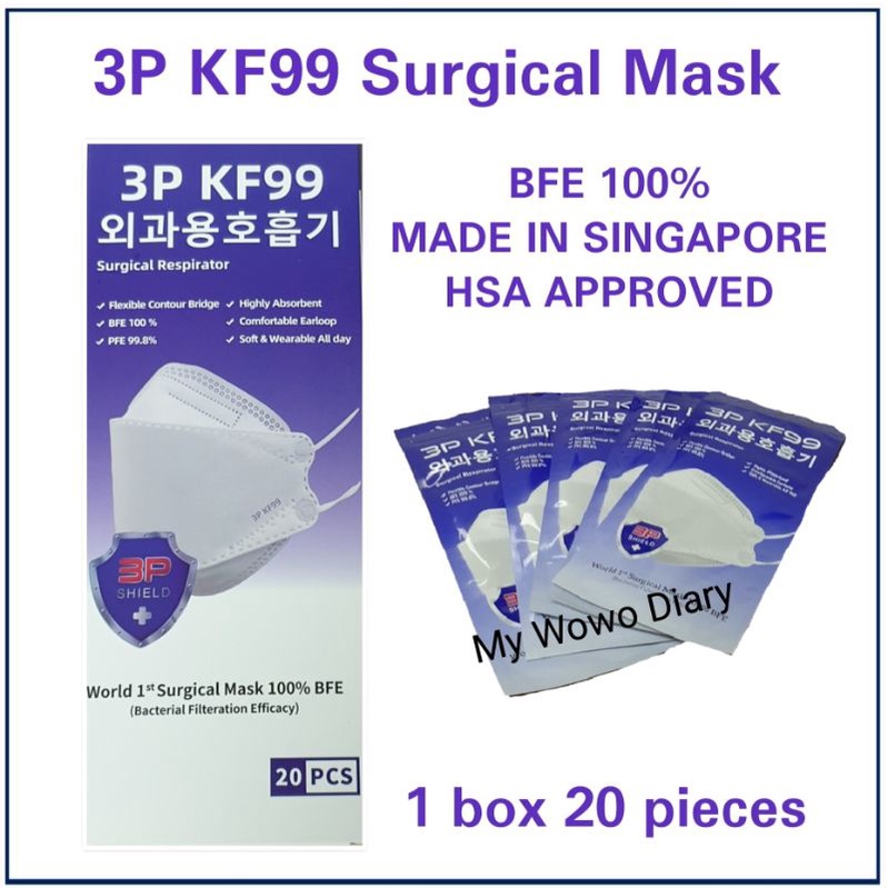 3P KF99 / KN95 Surgical Mask Made in Singapore HSA Approved | Shopee ...