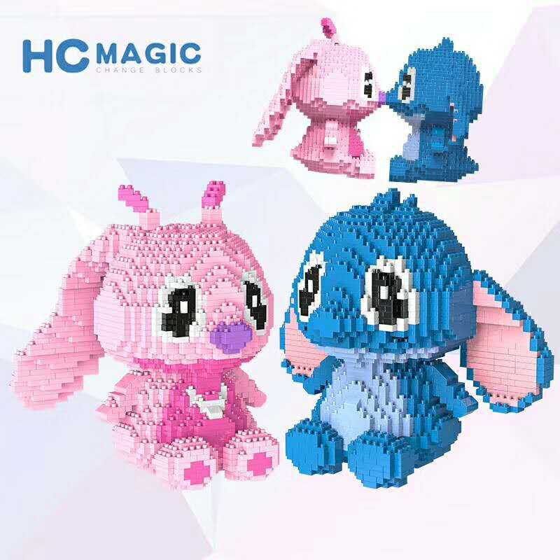 HC Magic Blocks Mini Building Toy Cartoon Nanoblock Blue Pink Stitch ...