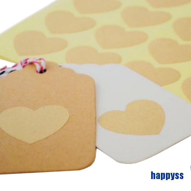 120pcs/10 sheet Heart Shape Kraft Paper Label Sticker Baking Sealing ...