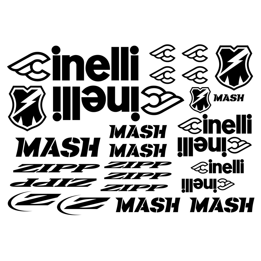 Cinelli Mash Zipp 24 pcs Fixie Fixed bike cycling sticker cinelli frame ...