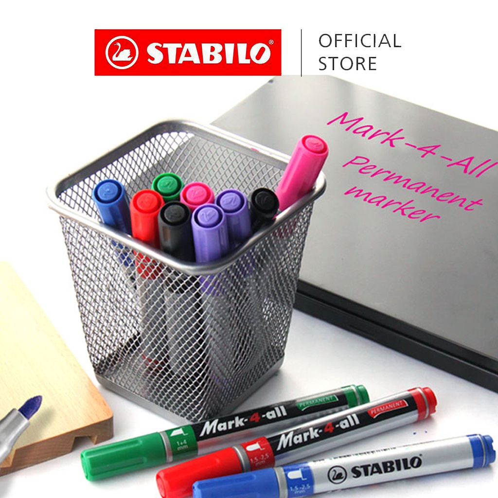 STABILO Mark4all Permanent Markers Set - Bullet tip 1.5 - 2.5 mm (Fine ...