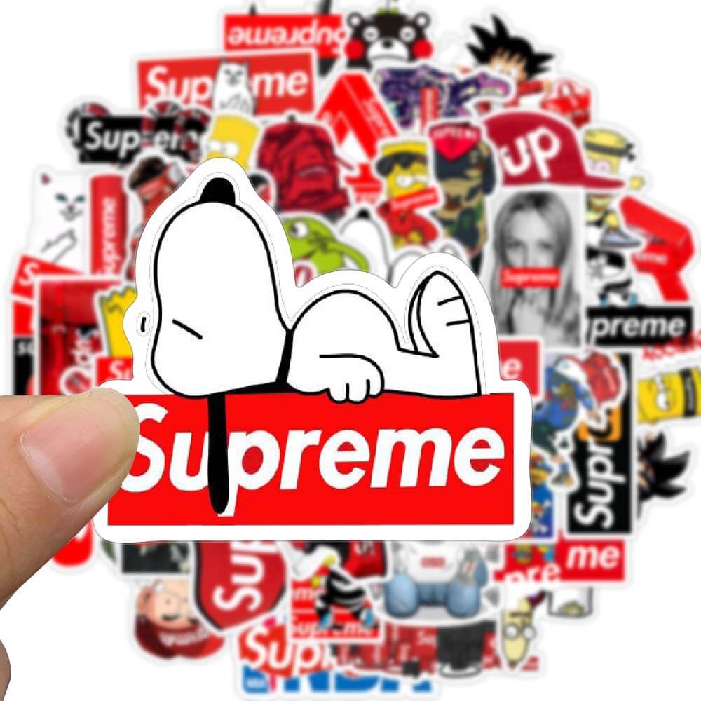 Large Stickers 50pcs Supreme Logo Sticker For Skateboard Laptop Luggage ...