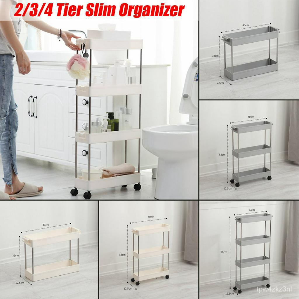 2/3/4 Layer Movable Gaps Kitchen Storage Rack Slim Slide Tower Assemble ...