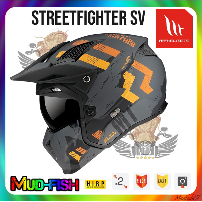 TOPI KELEDAR MT STREET FIGHTER SV SKULL 2020 A12 Matt Gray FULLFACE ...