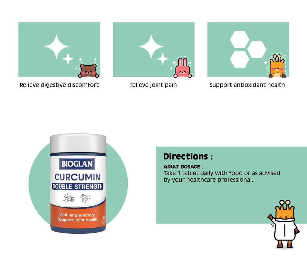 Bioglan Curcumin Double Strength 1200mg 40 Tablets (BaeBear.sg ...
