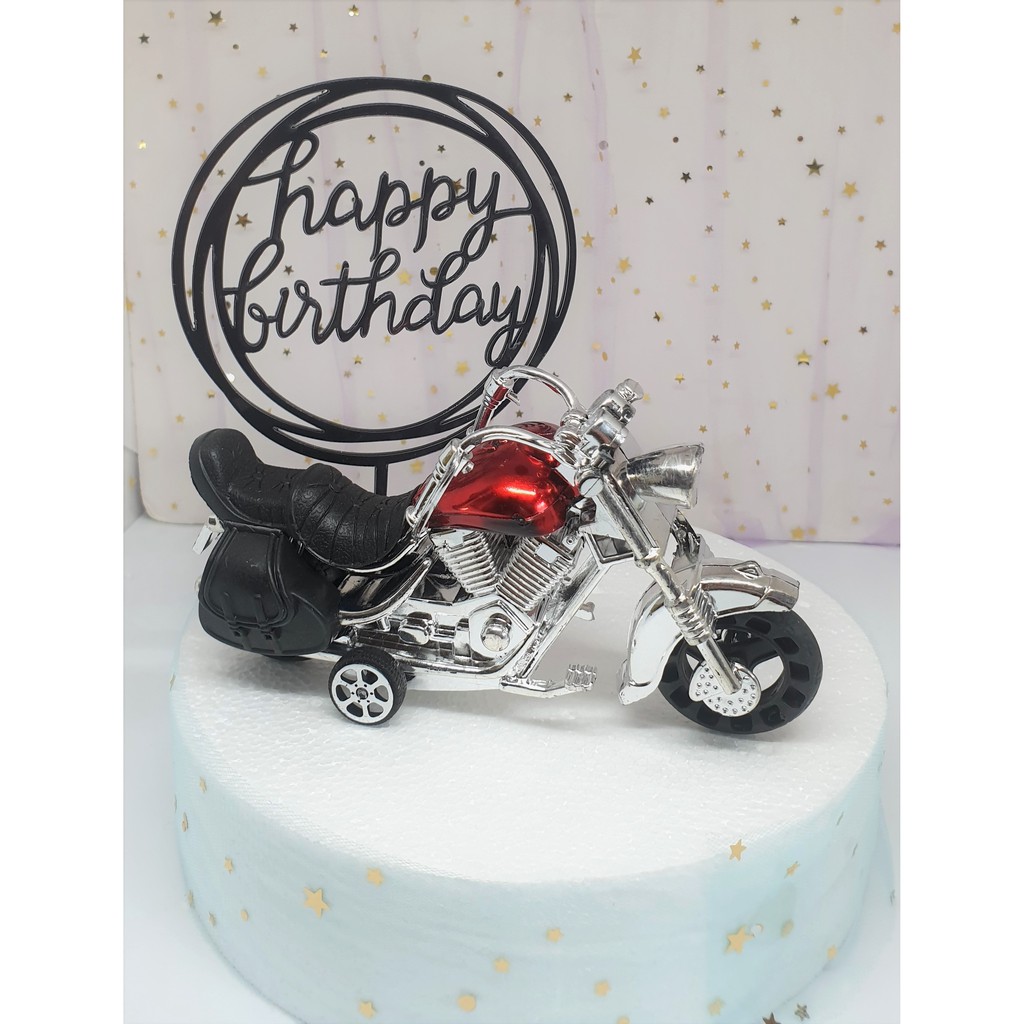Motorbike Cake|Motorcycle Cake with Black Happy Birthday Topper ...