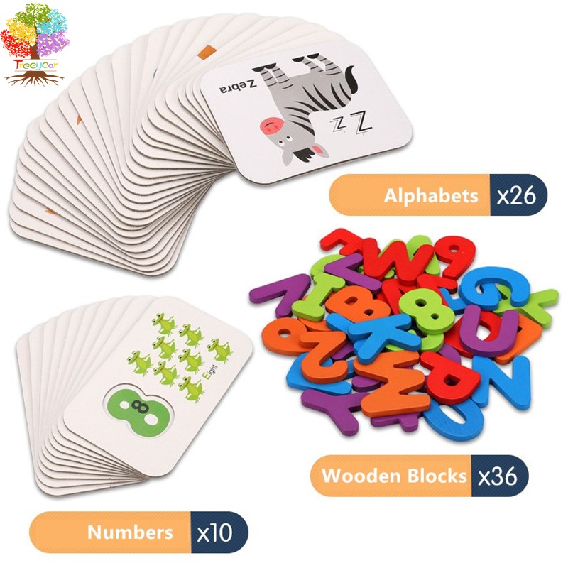 Trreeyear Numbers and Alphabets Flash Cards Set - ABC Wooden Letters ...
