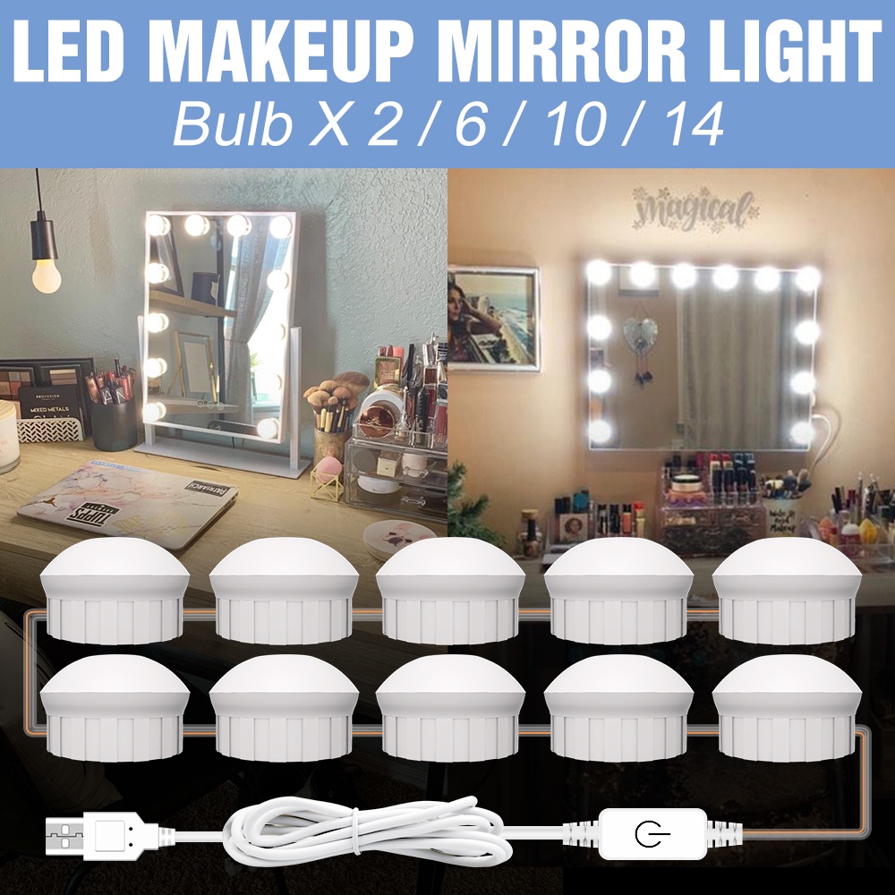 Mirror Light LED Makeup Lamp USB Vanity Bulb 5V Hollywood Dresser Decor ...