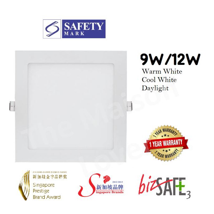 LED Downlight Panel Square 9W 12W Singapore Safety Mark Recessed Panel ...