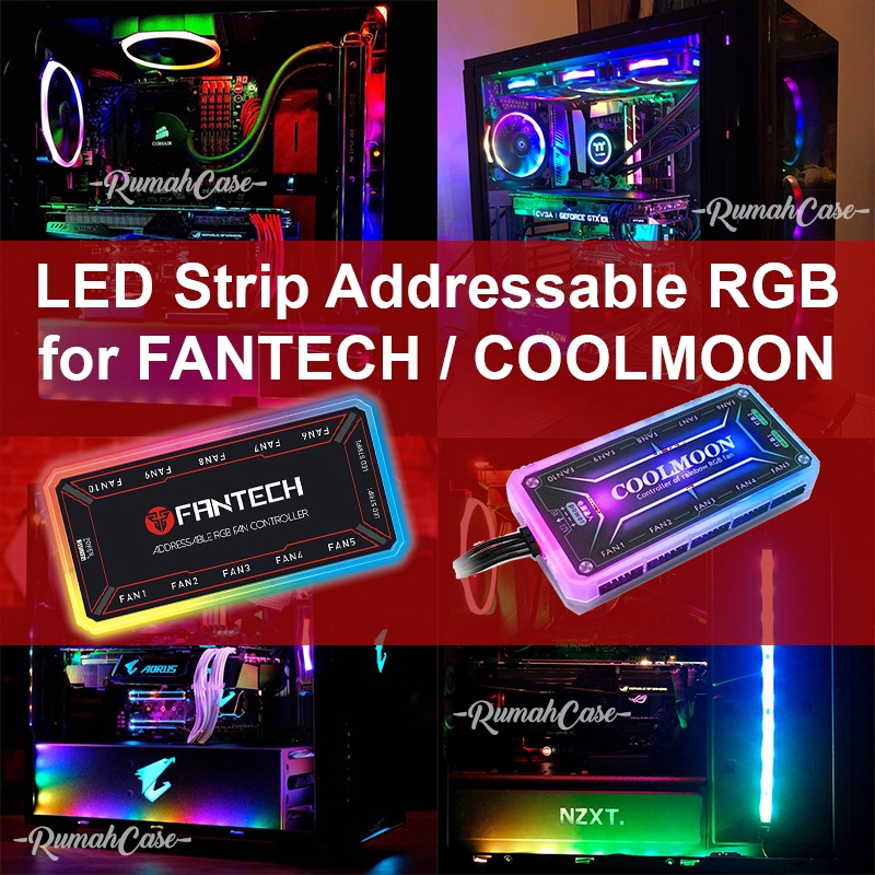 Led STRIP ARGB 5v - FANTECH COOLMOON Hub Controller Addressable RGB 4 ...
