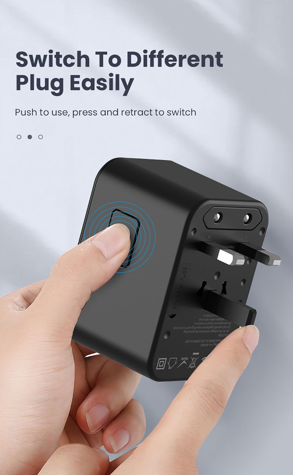 GXM 65W Travel Adapter GaN Wall Charger Type C Fast Charge PDUSB EU US ...