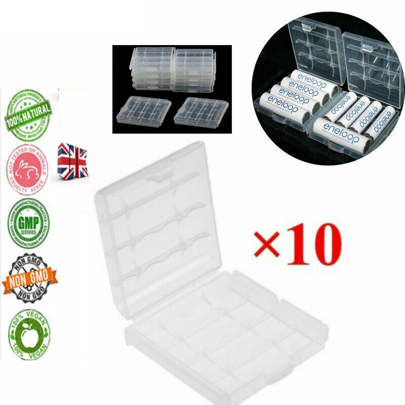 10X Hot Sale Hard Plastic Clear Case Cover Holder AA/AAA Battery ...