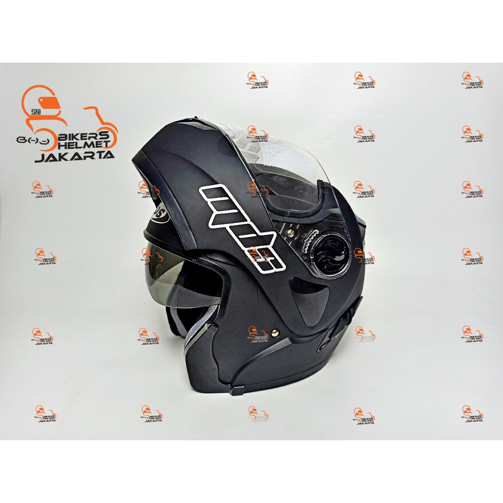 Mds Helmet PRO RIDER SOLID BLACK DOFF DOUBLE VISOR FULL FACE MODULAR ...