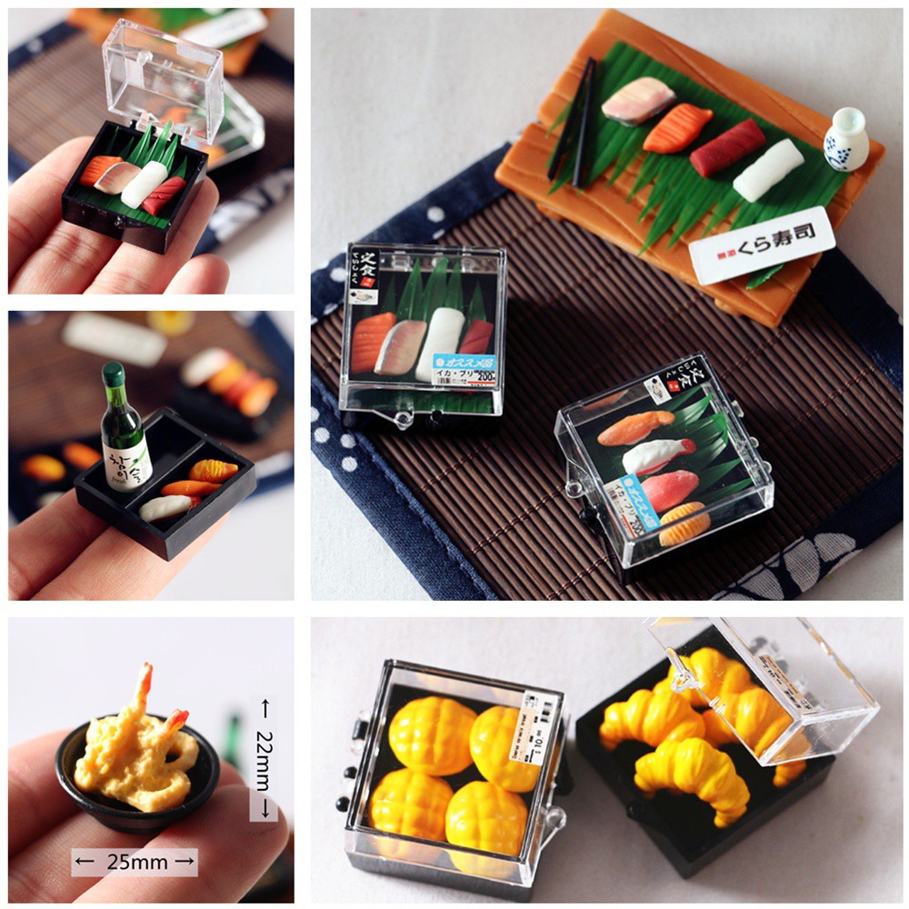 1:12 Dollhouse Mini Japanese Sushi/Sashimi Dish/Bread/Bento Miniatures ...