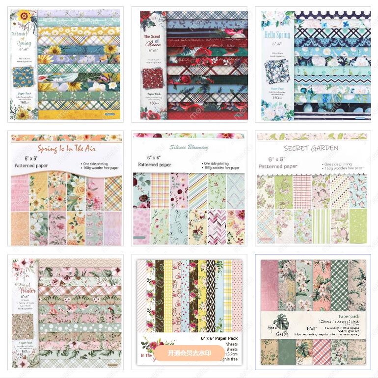 Paper Pack 6"x6" Winter/flower/love /Spring/Autumn12 sheet Art ...