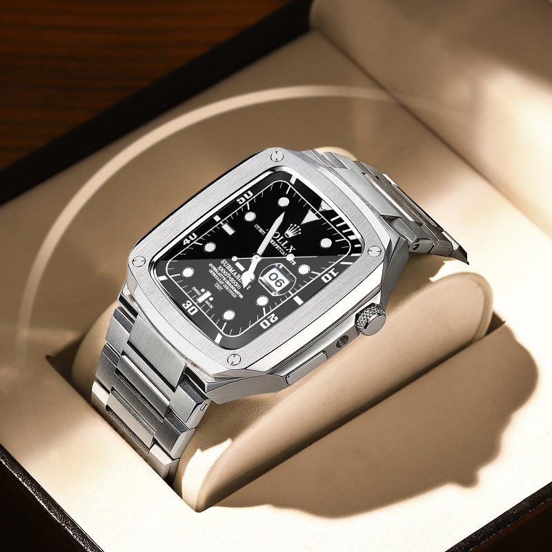 Premium Stainless Steel Strap + Metal Case For iwatch series 9 8 7 6 SE ...