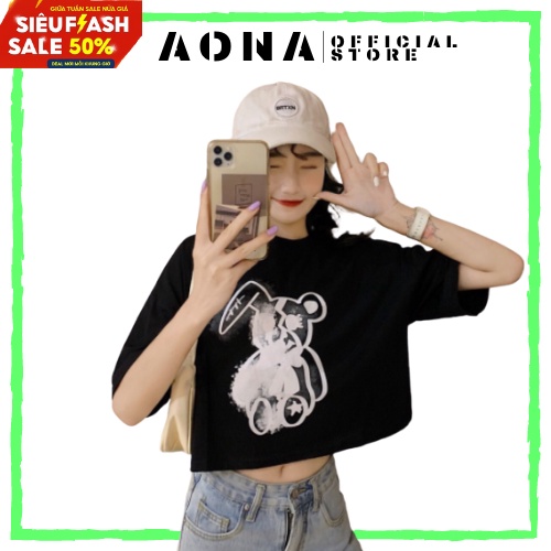 Hottend soft cotton long-eared bear printed crop top with real photos ...