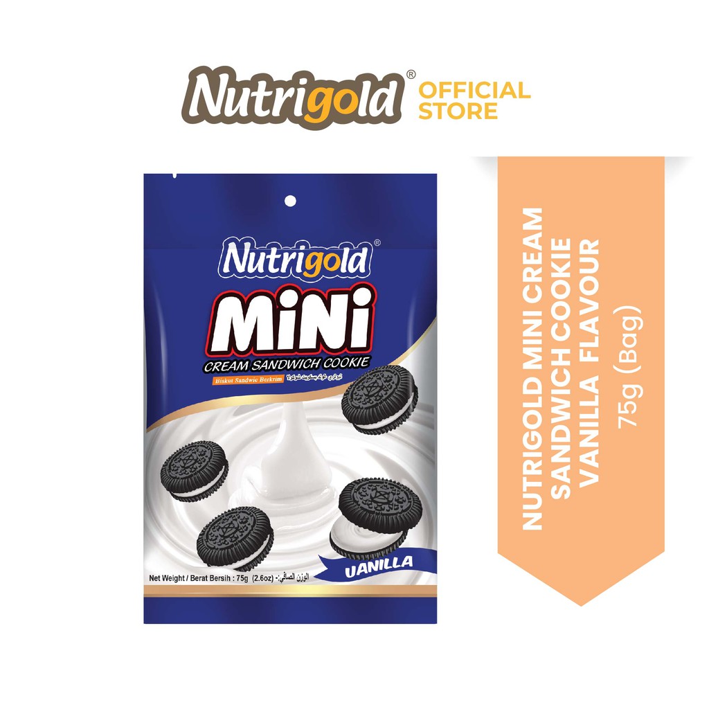 NUTRIGOLD Mini Cream Sandwich Cookie - Vanilla (2 x 75g/Bag) | Shopee ...