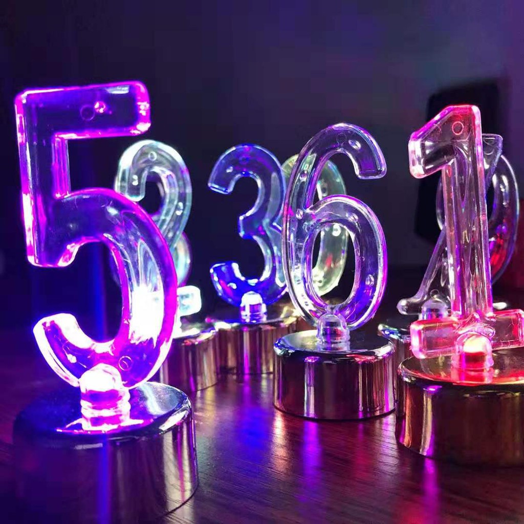3D 0-9 Number LED Light Creative Electronic Flash Candles Birthday ...