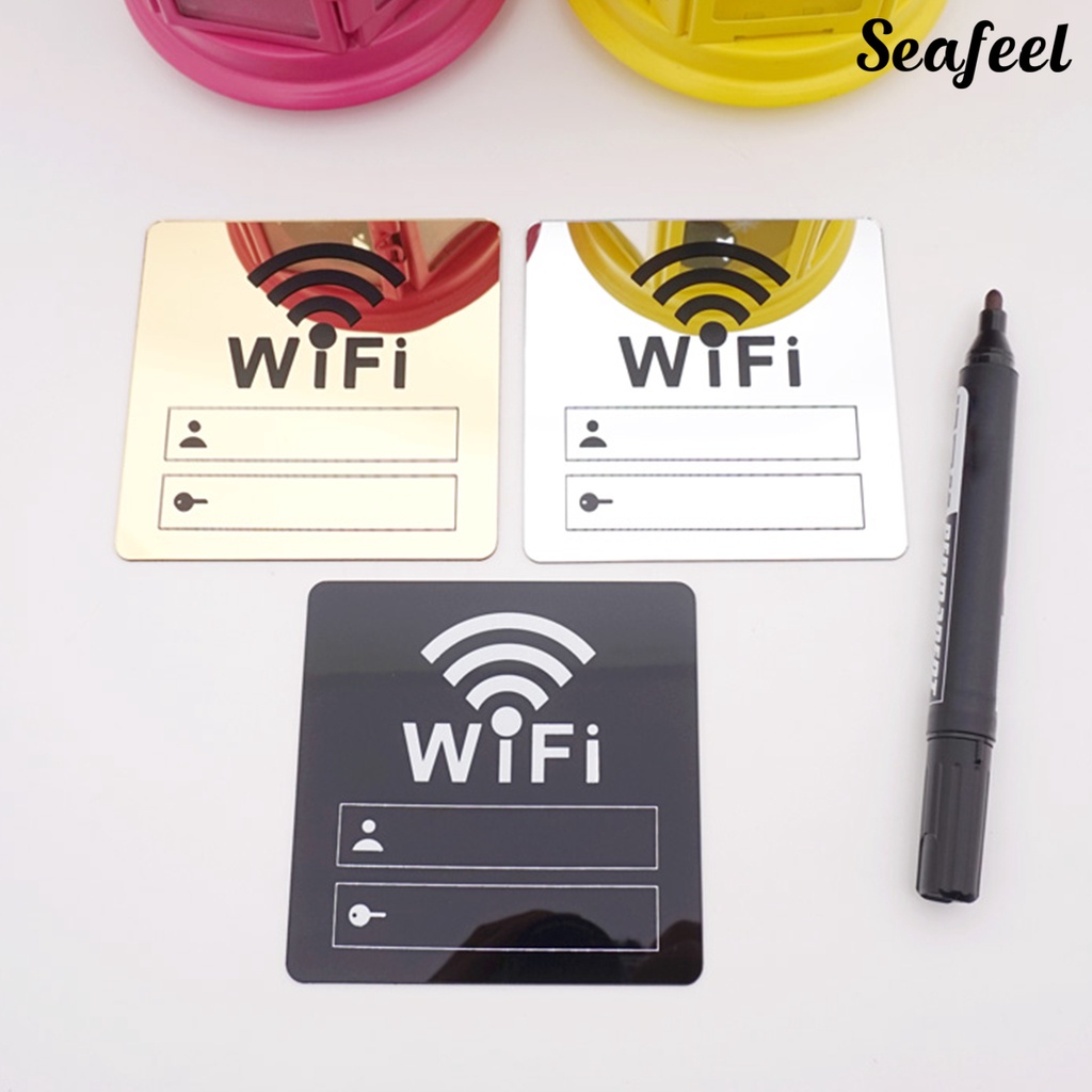 (Sea) WiFi Signage Sticker Mirror Surface Account Password Acrylic WiFi ...