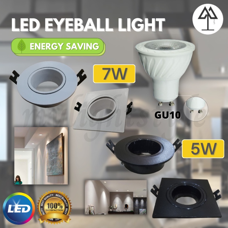 LED GU10 5W 7W EYEBALL LIGHT CASING SPOTLIGHT RECESSED DOWNLIGHT FRAME ...