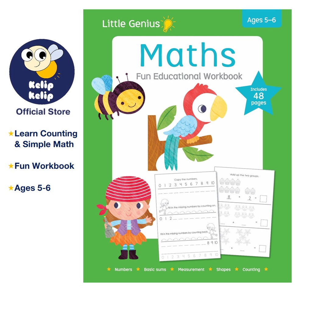 Little Genius Maths Fun Educational Workbook For Kids to Learn Counting ...
