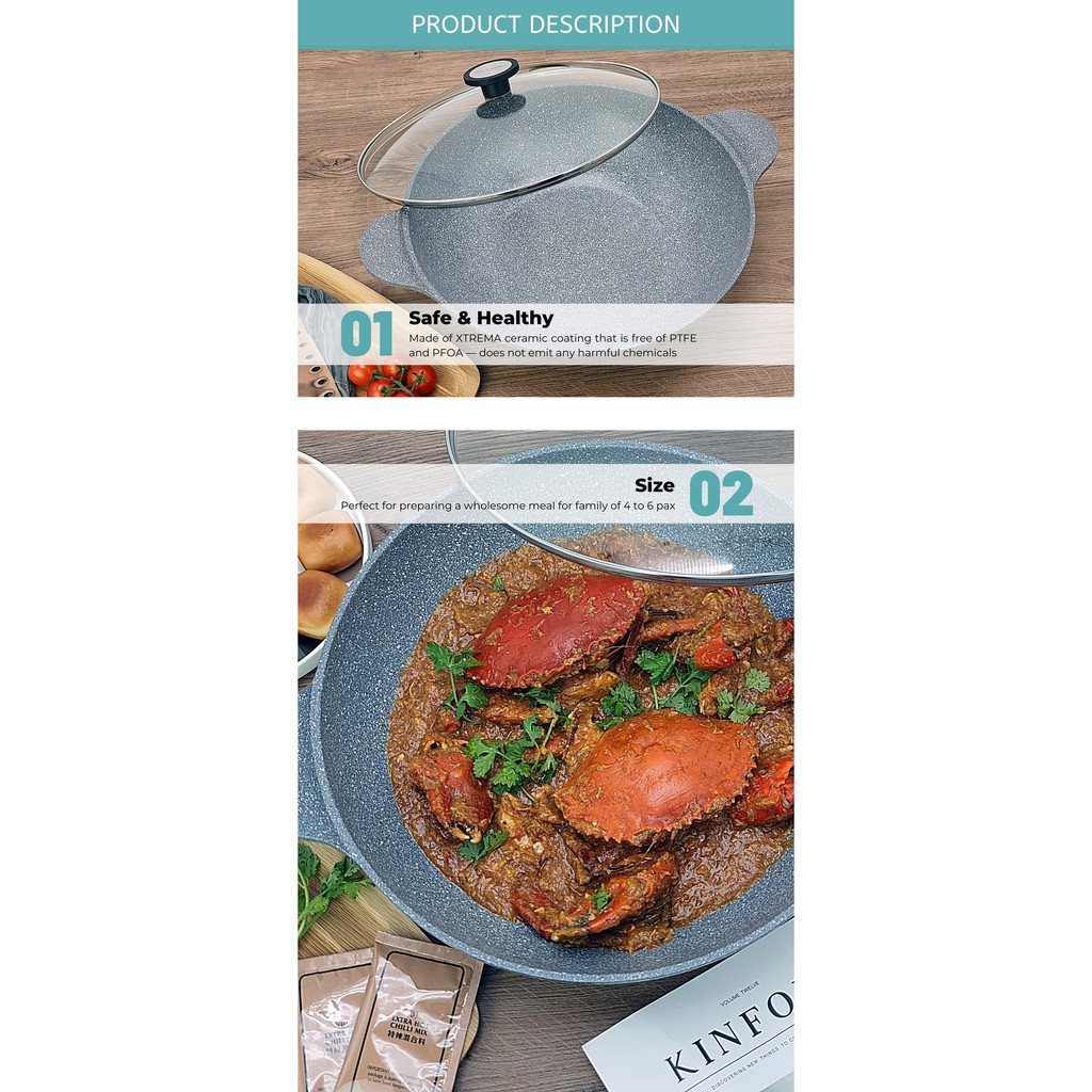 NEOFLAM Pote 36cm Wokpan │ Non-Stick Xtrema Ceramic Coating | Shopee Singapore