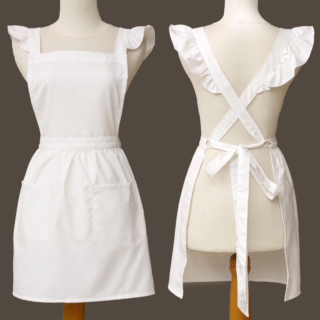 PUTIH French maid apron/apron - white | Shopee Singapore