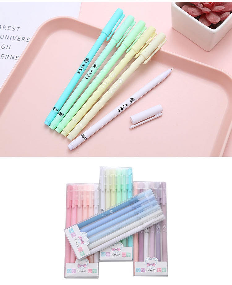 6 sets of simple and cute student signature pens/color Morandi/school ...