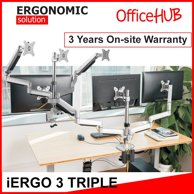 OFFICEHUB iErgo 3 Triple Computer Monitor Arm ★ Monitor Stand ★ Ready ...