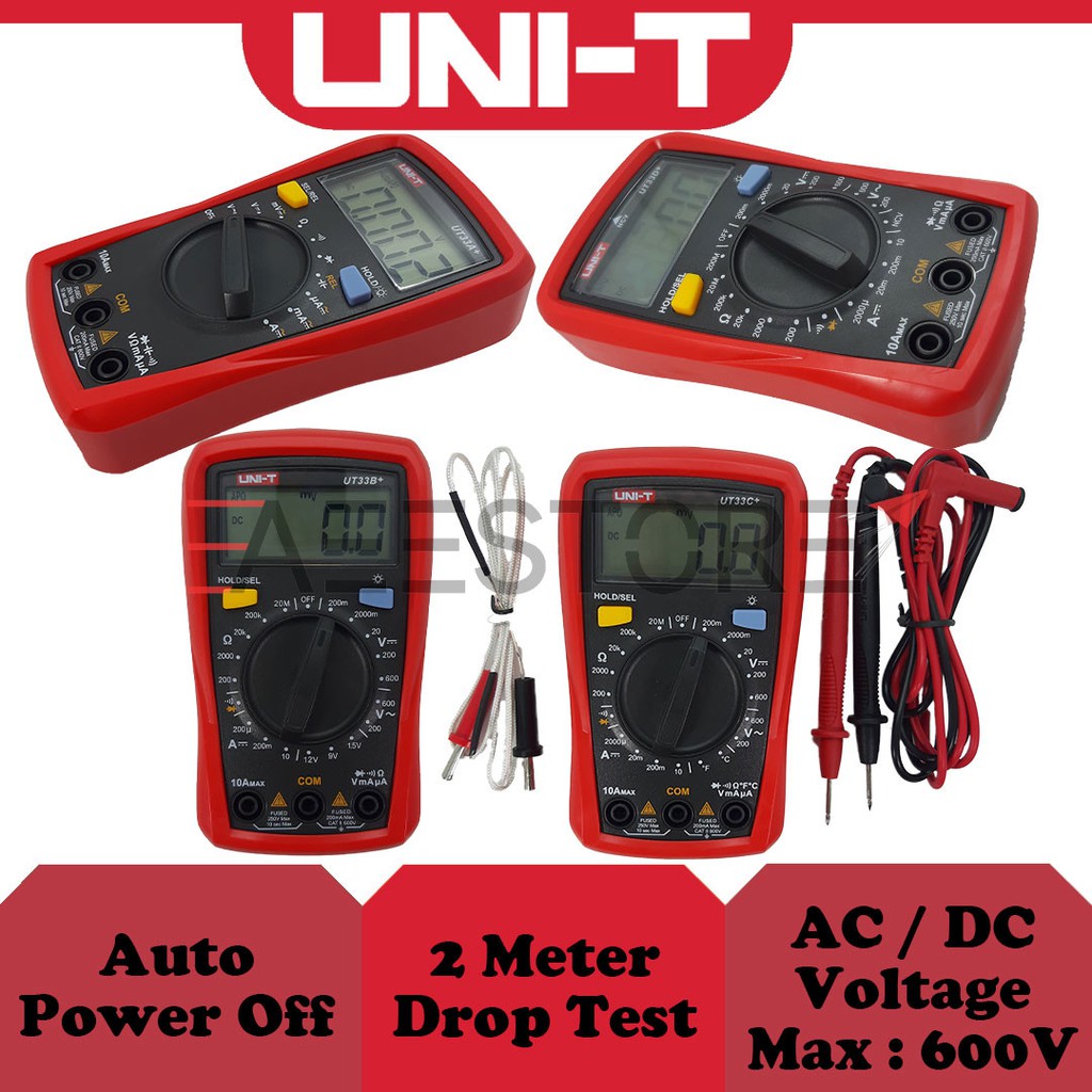 Uni-T UT 33+ Series Palm Size Digital Multimeter ( UT 33A+ / UT 33B ...